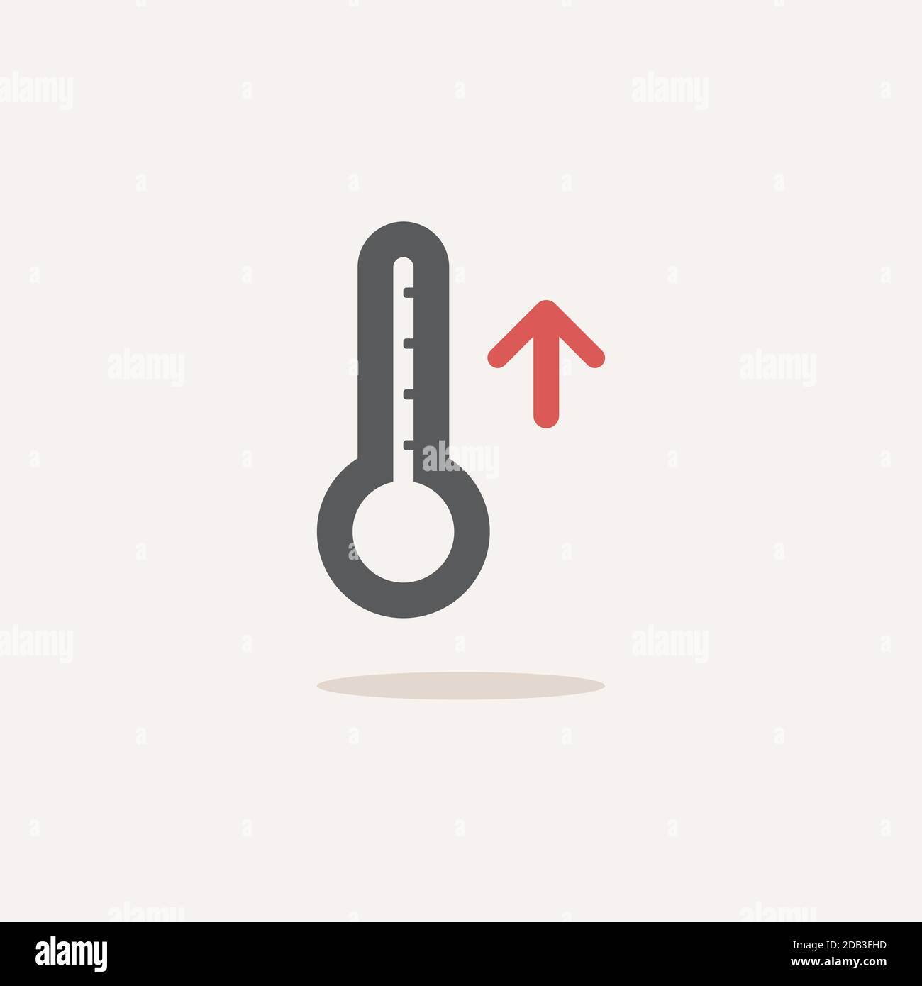 Thermometer. Rise temperature. Color icon with shadow. Weather glyph ...