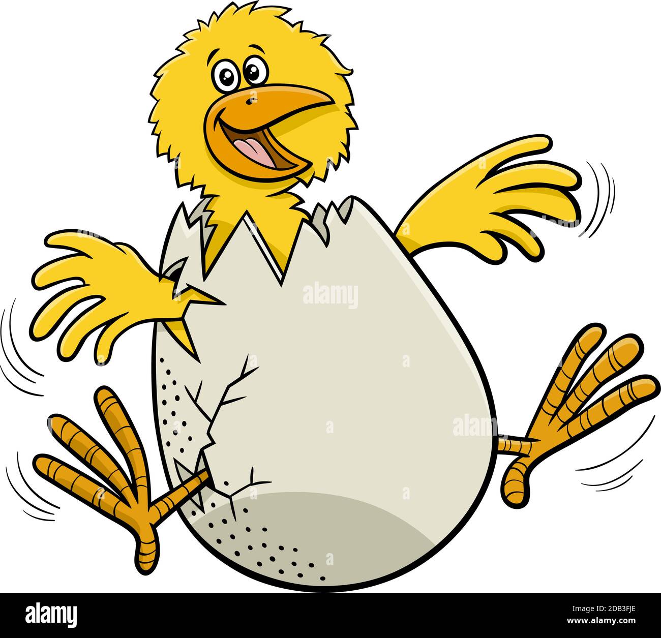 Cartoon illustration of funny little chick hatching from egg Stock ...