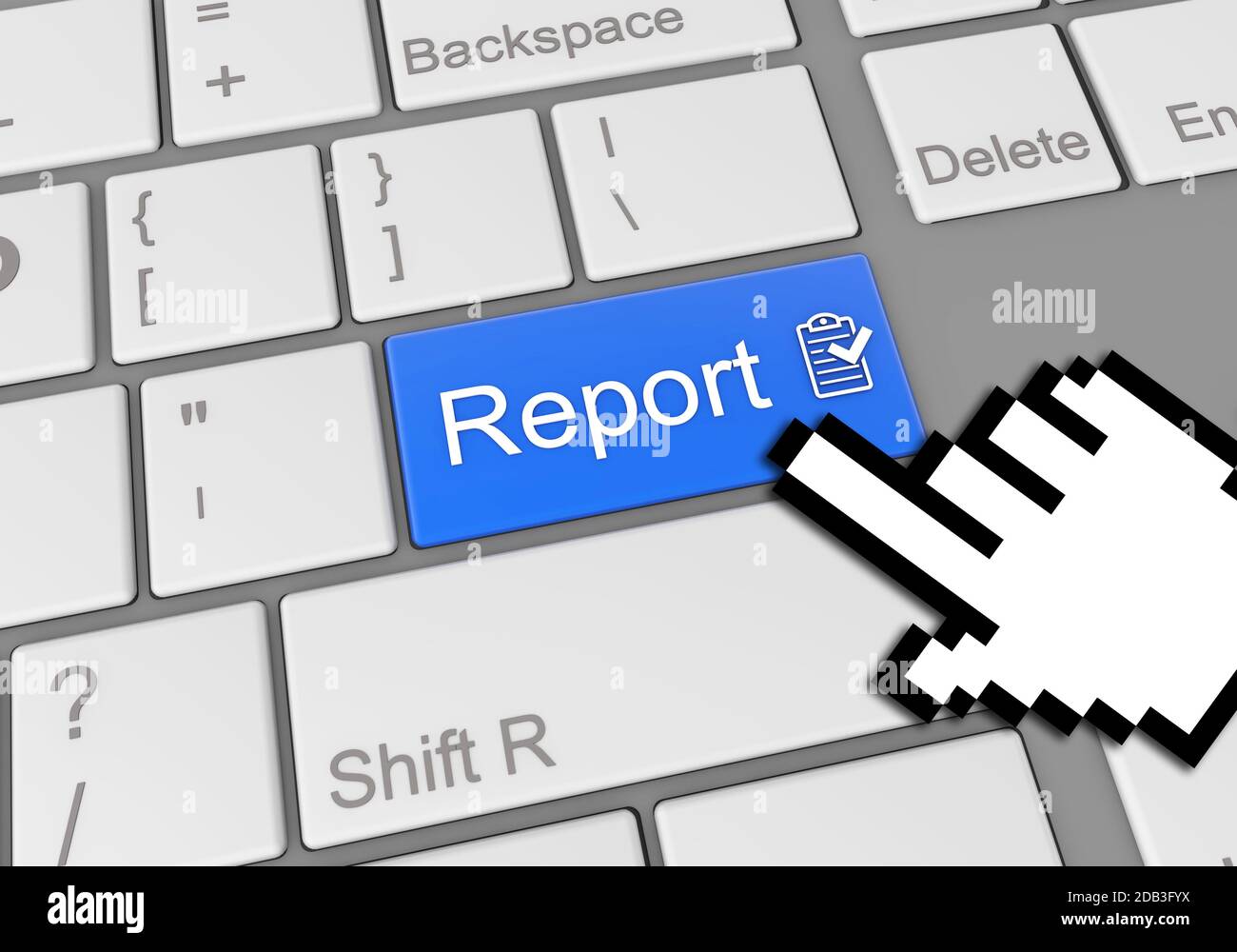 A digital illustration of a computer keyboard with a mouse clicking on ...