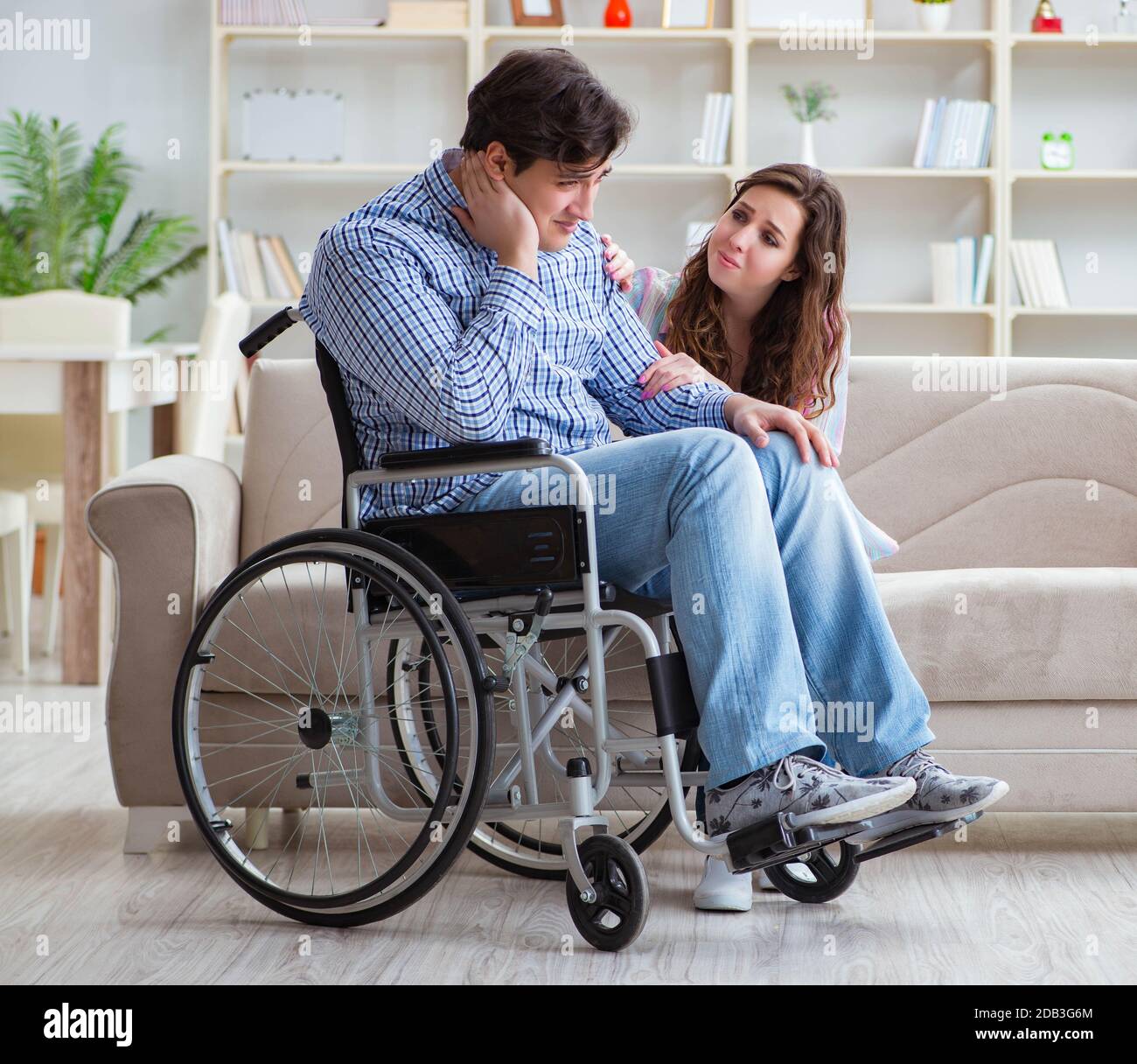 The desperate disabled person on wheelchair Stock Photo - Alamy