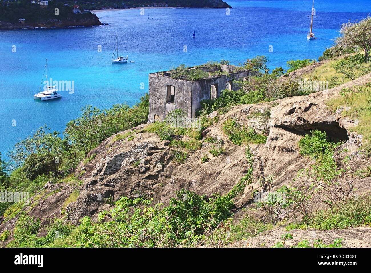 View of Deep Bay From Old Fort Barrington in St. Johnâ€™s Antigua Stock ...