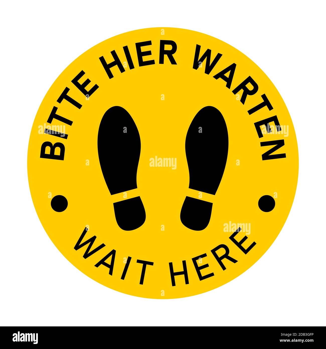 Bilingual German & English Round Floor Marking Icon with Shoeprints ...