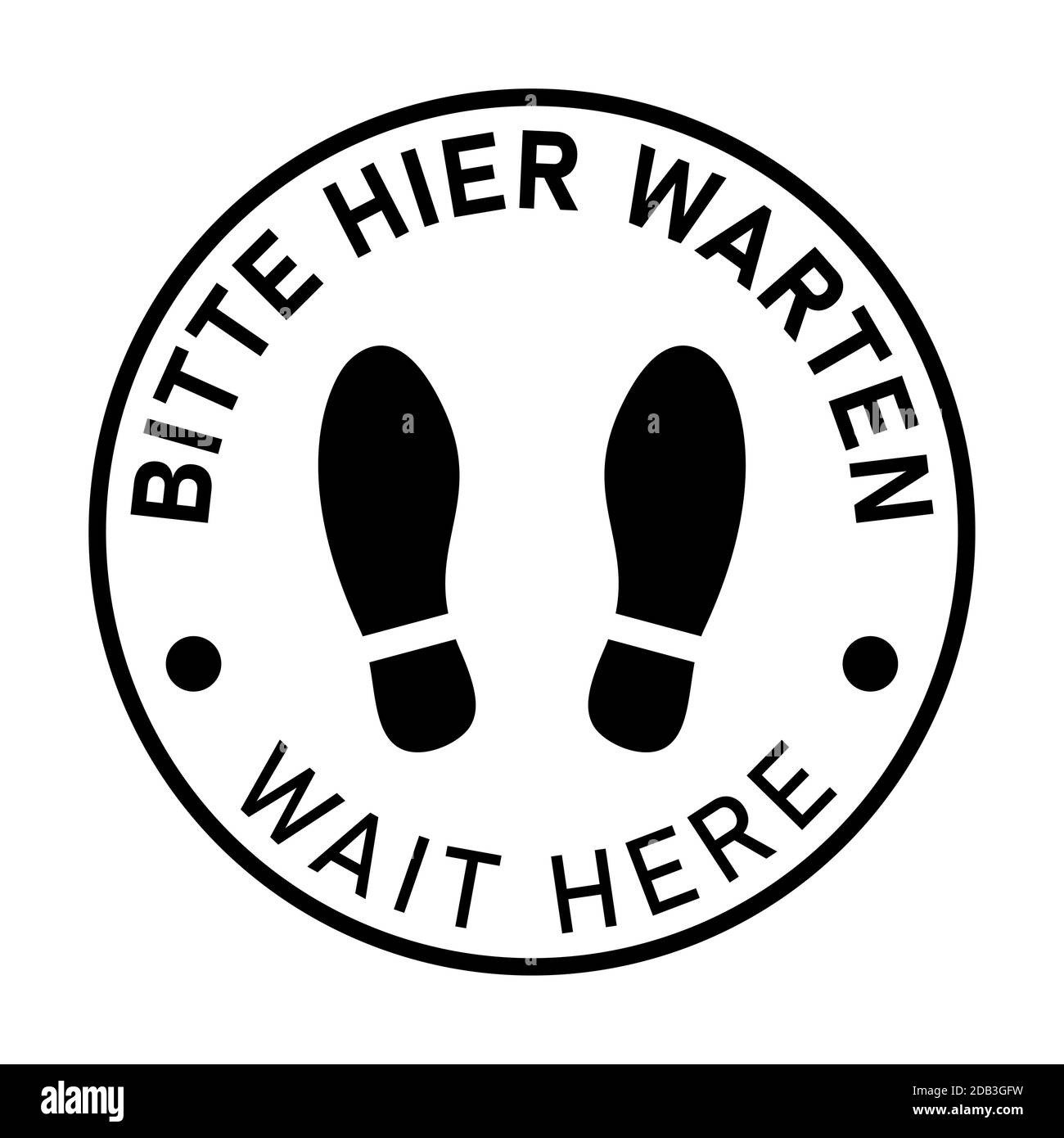 Bilingual German & English Round Floor Marking Icon with Shoeprints ...