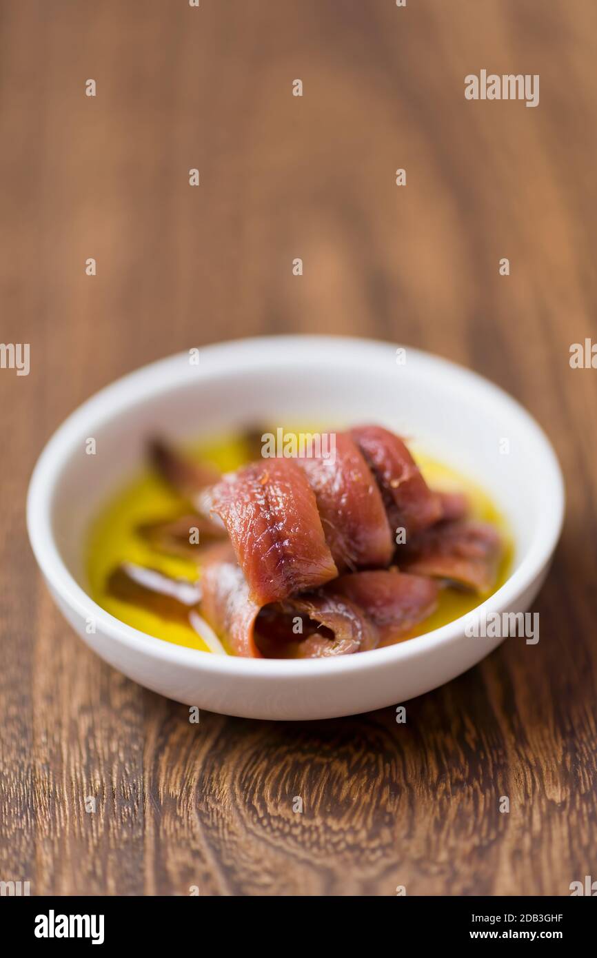 close up salted anchovy fillets Stock Photo - Alamy