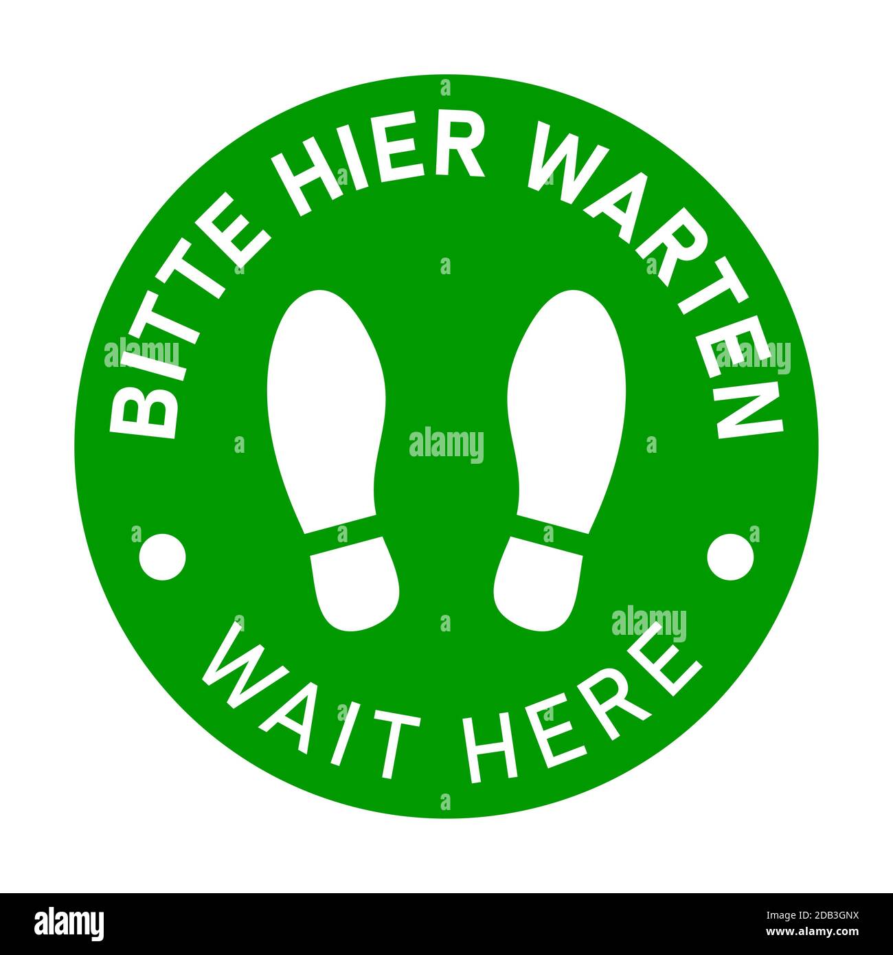 Bilingual German & English Round Floor Marking Icon with Shoeprints ...