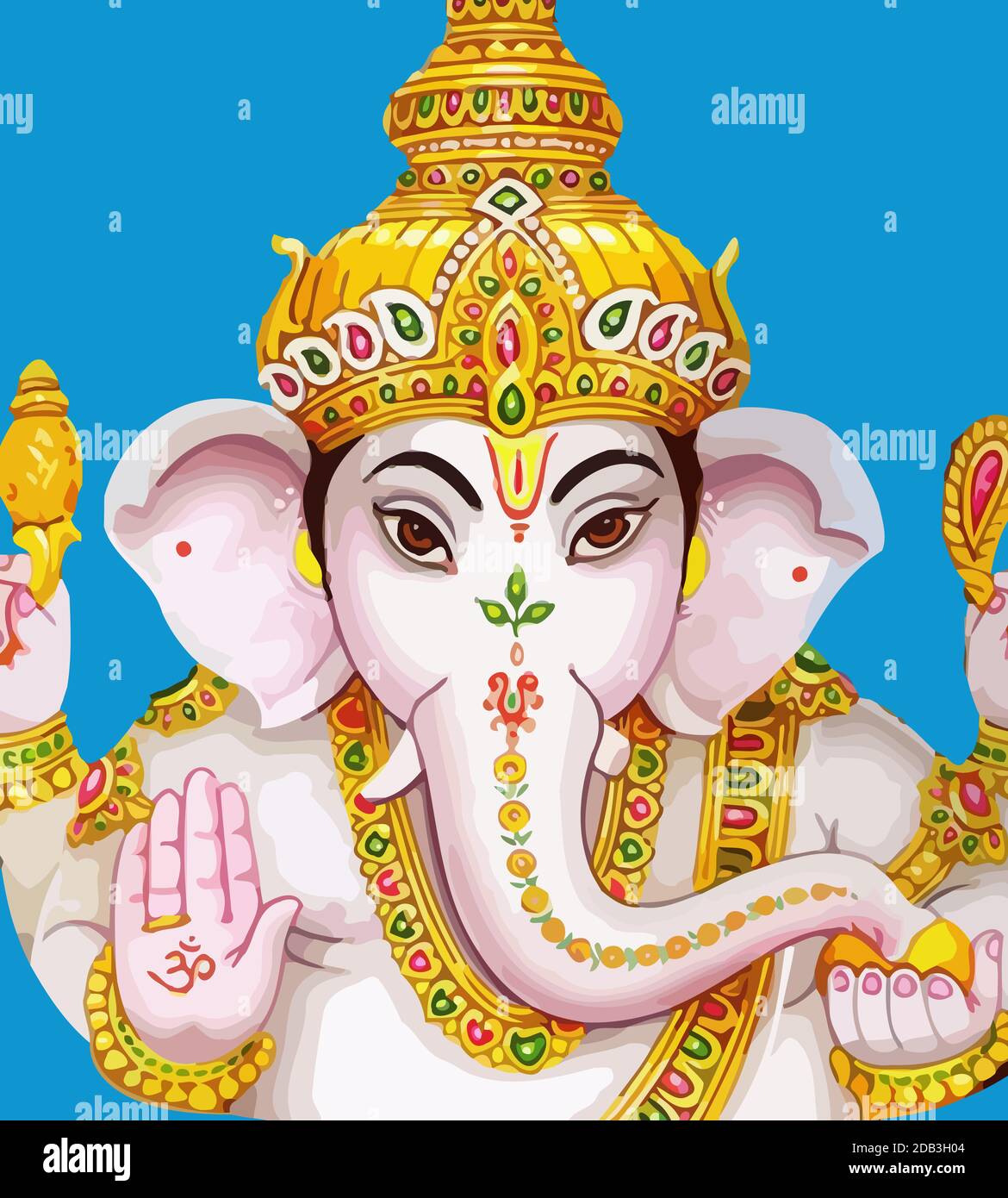 Ganesha hindu lord elephant mythology god illustration Stock Photo - Alamy
