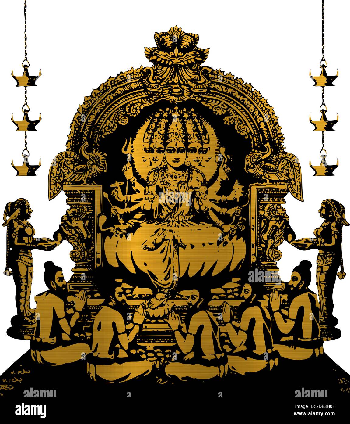 lord Brahma india culture holy god metallic illustration Stock Photo ...
