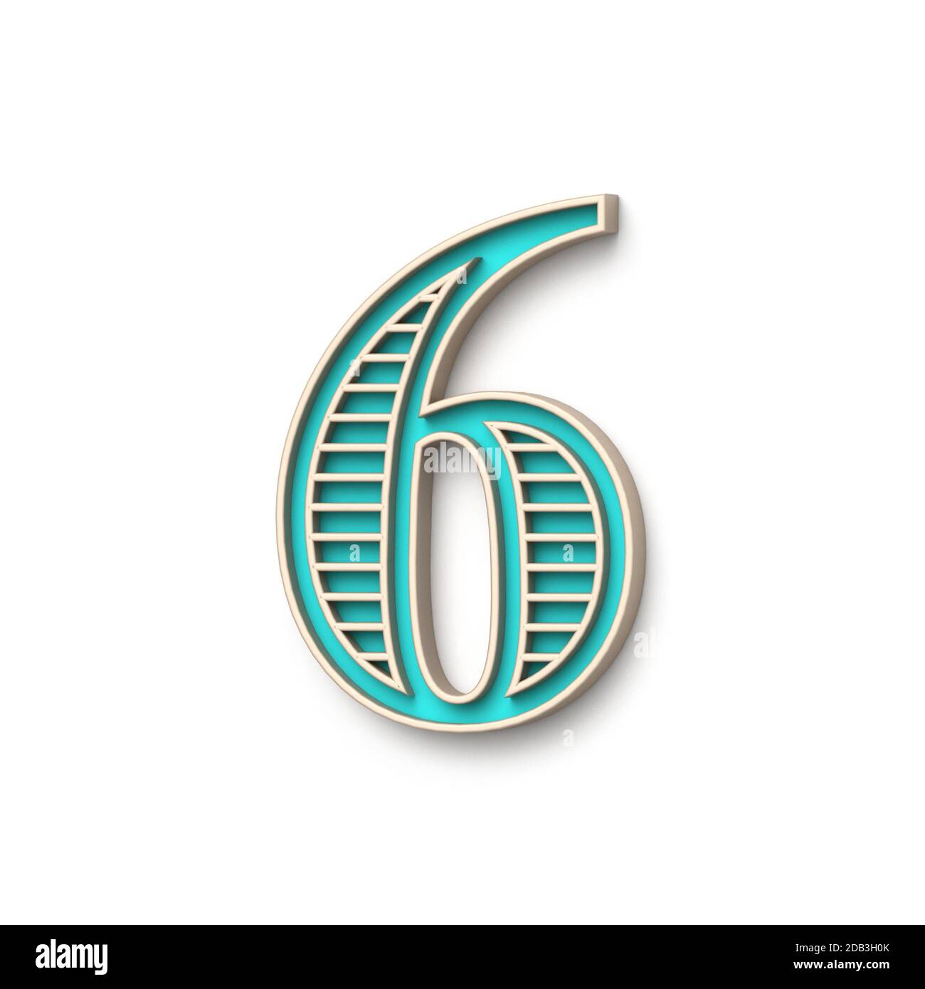Classic old fashioned font Number 6 SIX 3D render illustration isolated ...