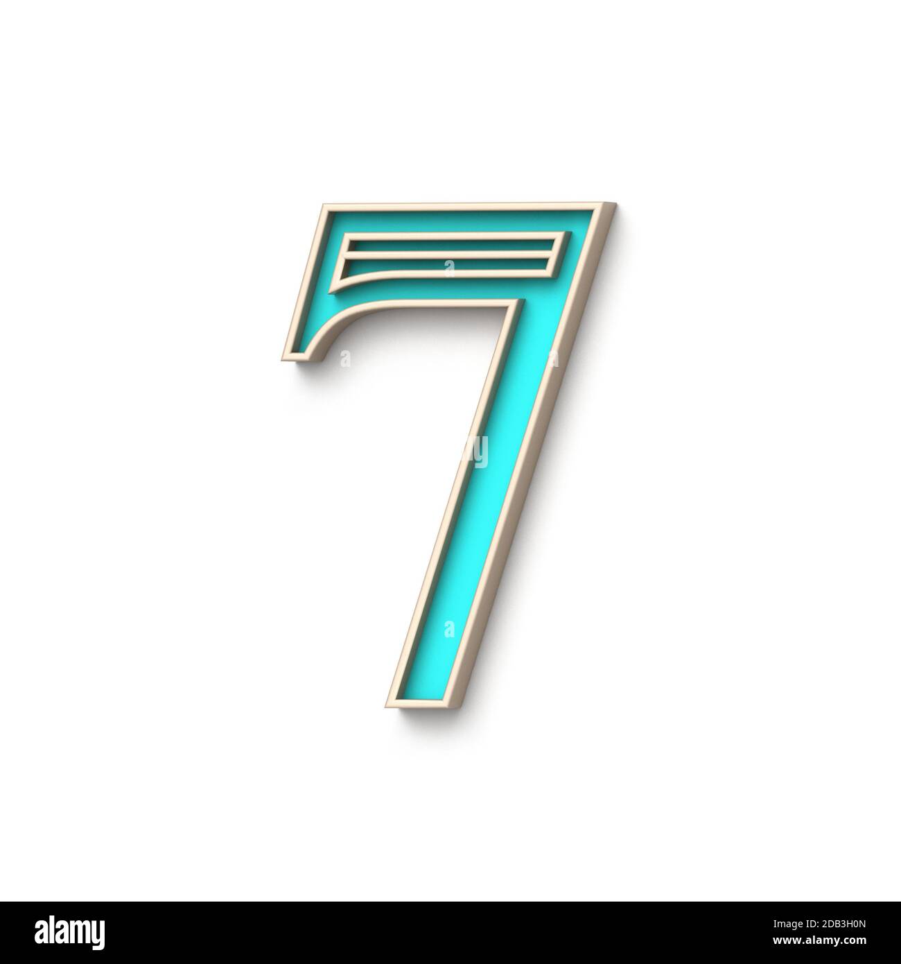 Classic old fashioned font Number 7 SEVEN 3D render illustration ...