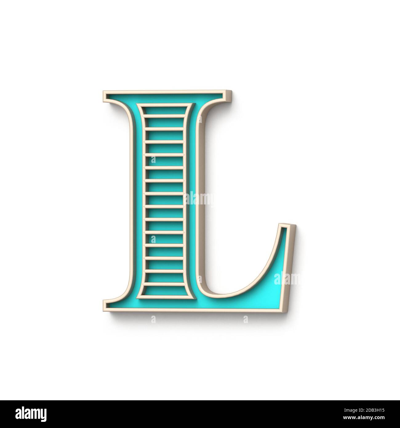 Classic old fashioned font Letter L 3D render illustration isolated on ...