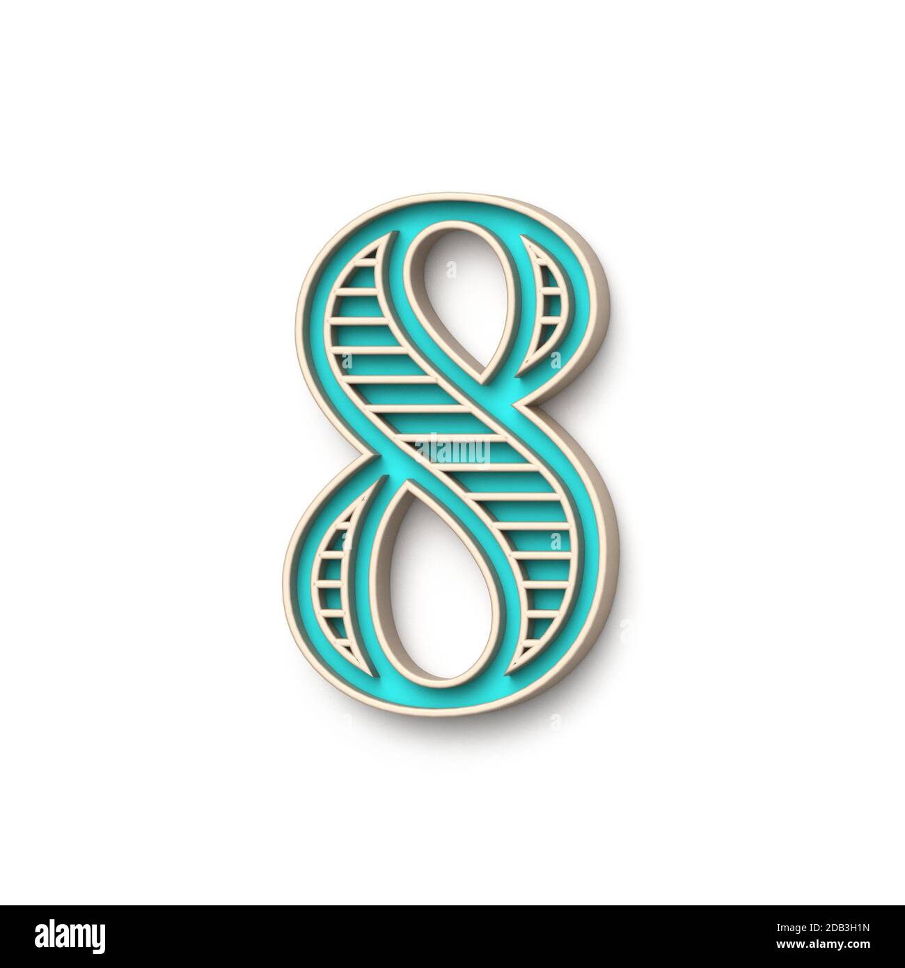 Classic old fashioned font Number 8 EIGHT 3D render illustration ...