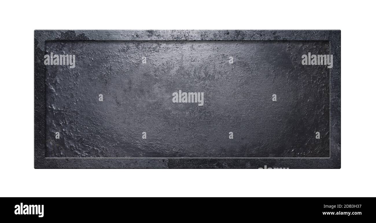 Old rusty metal sign with elongated shape and metal frame isolated on ...