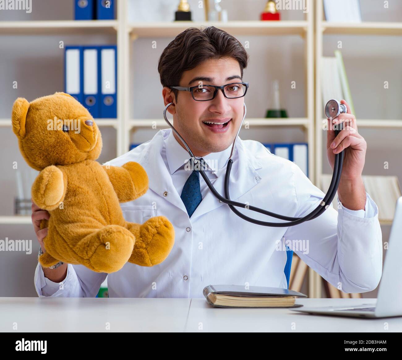 Doctor veterinary pediatrician holding an examination in the office ...