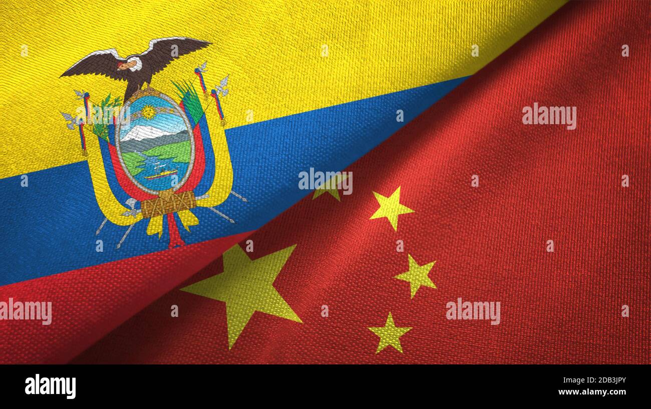 Ecuador and China two flags textile cloth, fabric texture Stock Photo ...