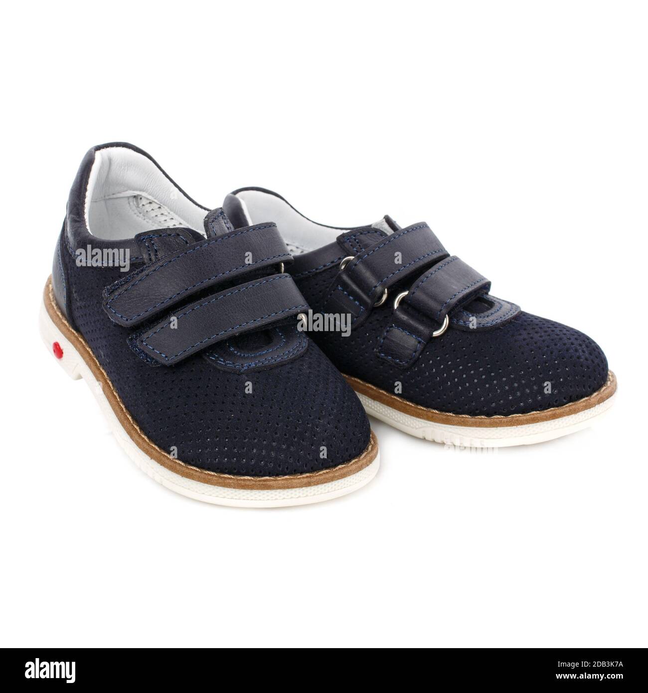 Children's dark blue shoes on a white background. Photo for shoes ...