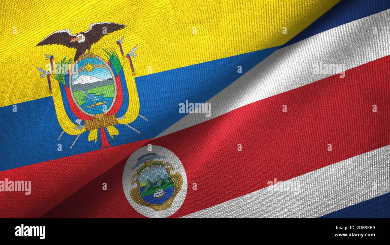 Ecuador and Costa Rica two flags textile cloth, fabric texture Stock ...