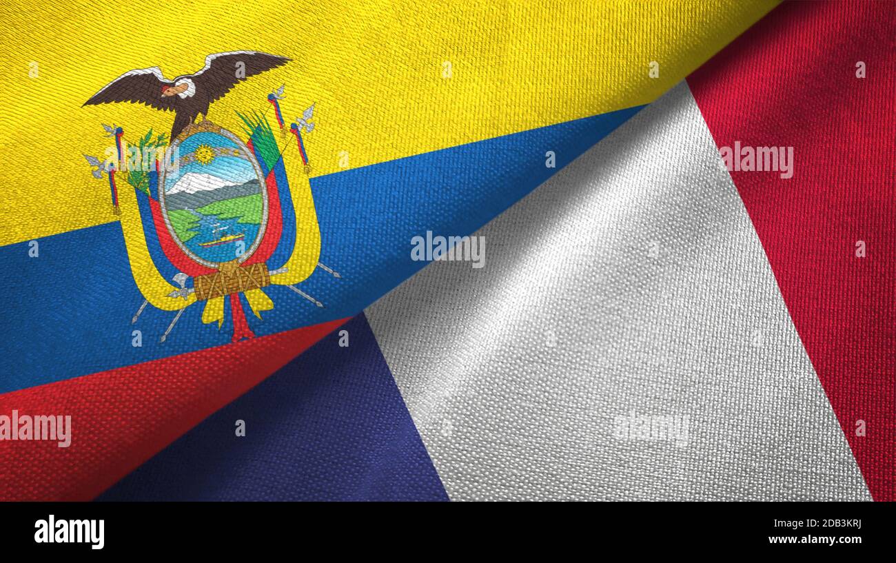 Ecuador and France two flags textile cloth, fabric texture Stock Photo ...