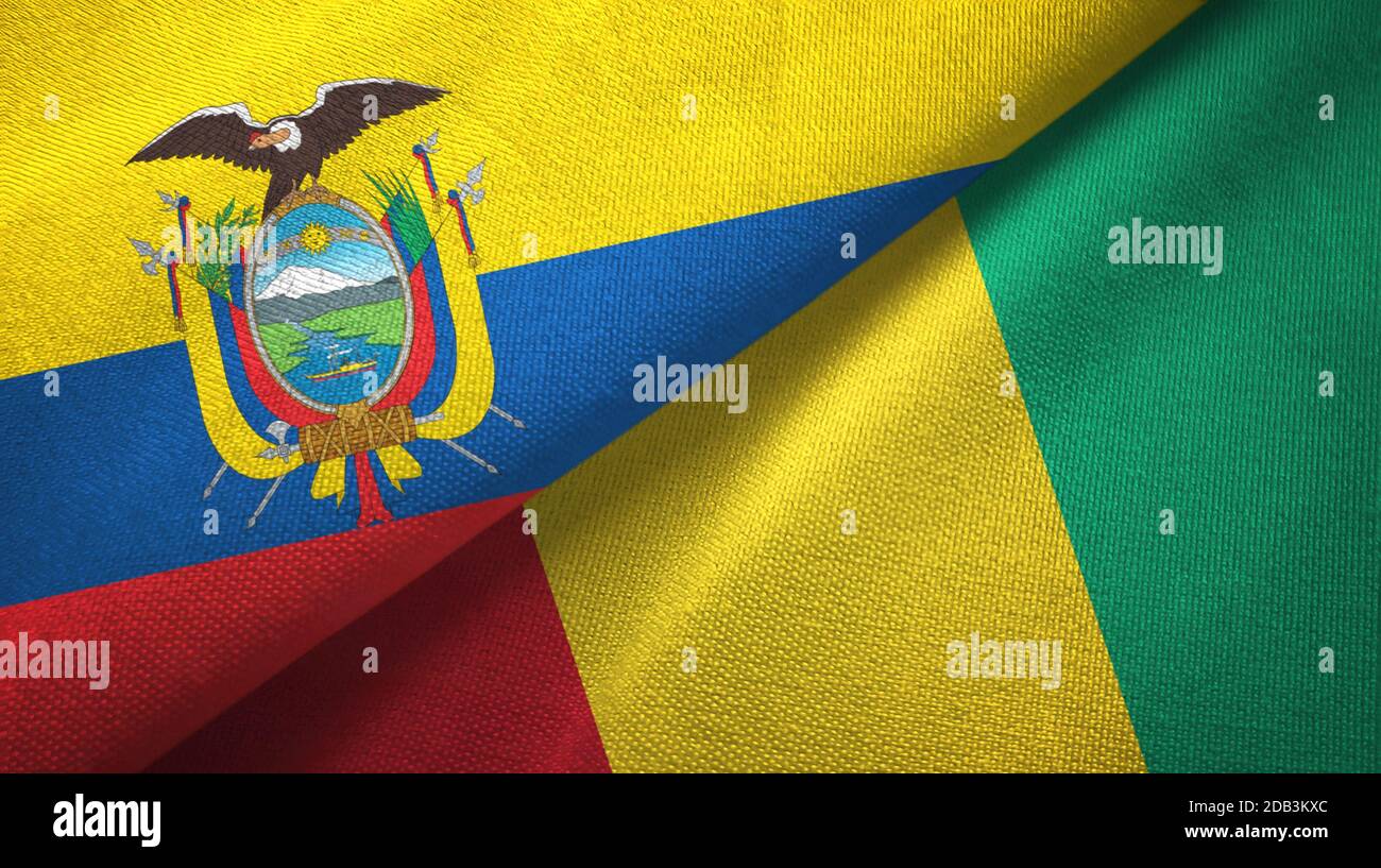Ecuador and Guinea two flags textile cloth, fabric texture Stock Photo ...