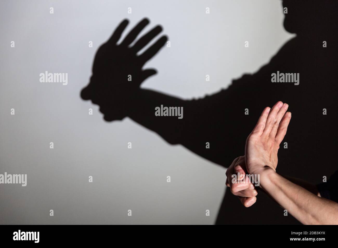 play shadow projected on a white screen. the person's hands form the ...