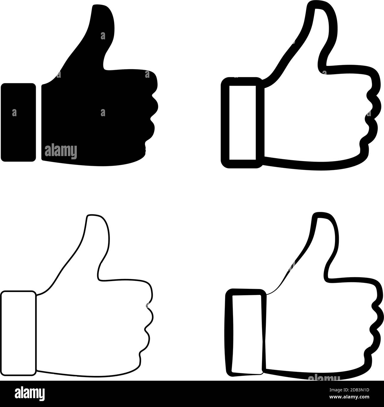 Different simple like thumb icons or symbols outline vector ...