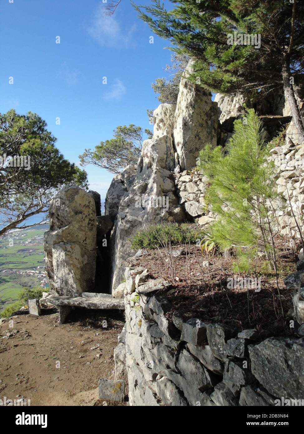 A vertical shot of a natural rocky landscape on top of a volcano in ...