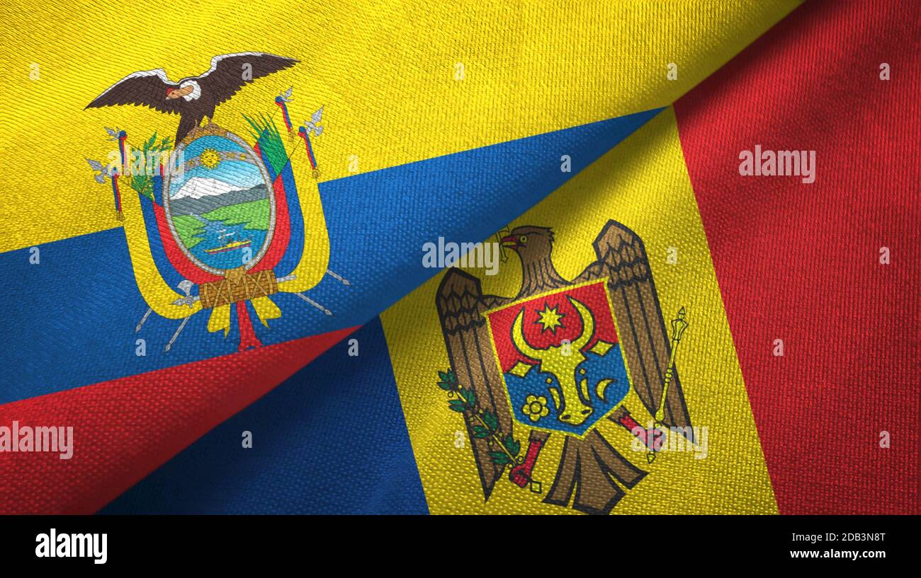 Ecuador and Moldova two flags textile cloth, fabric texture Stock Photo ...