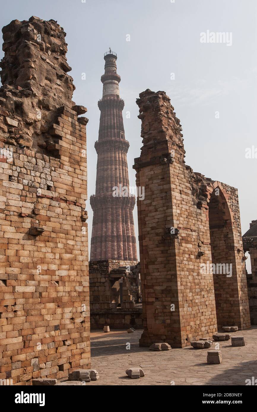 Delhi, historical places, architecture, Qutb Minar, Red Fort Stock ...