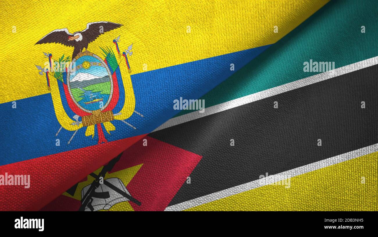 Ecuador and Mozambique two flags textile cloth, fabric texture Stock ...