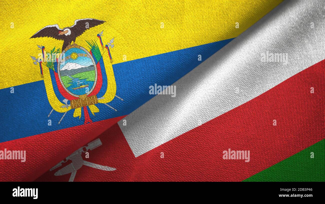 Ecuador and Oman two flags textile cloth, fabric texture Stock Photo ...