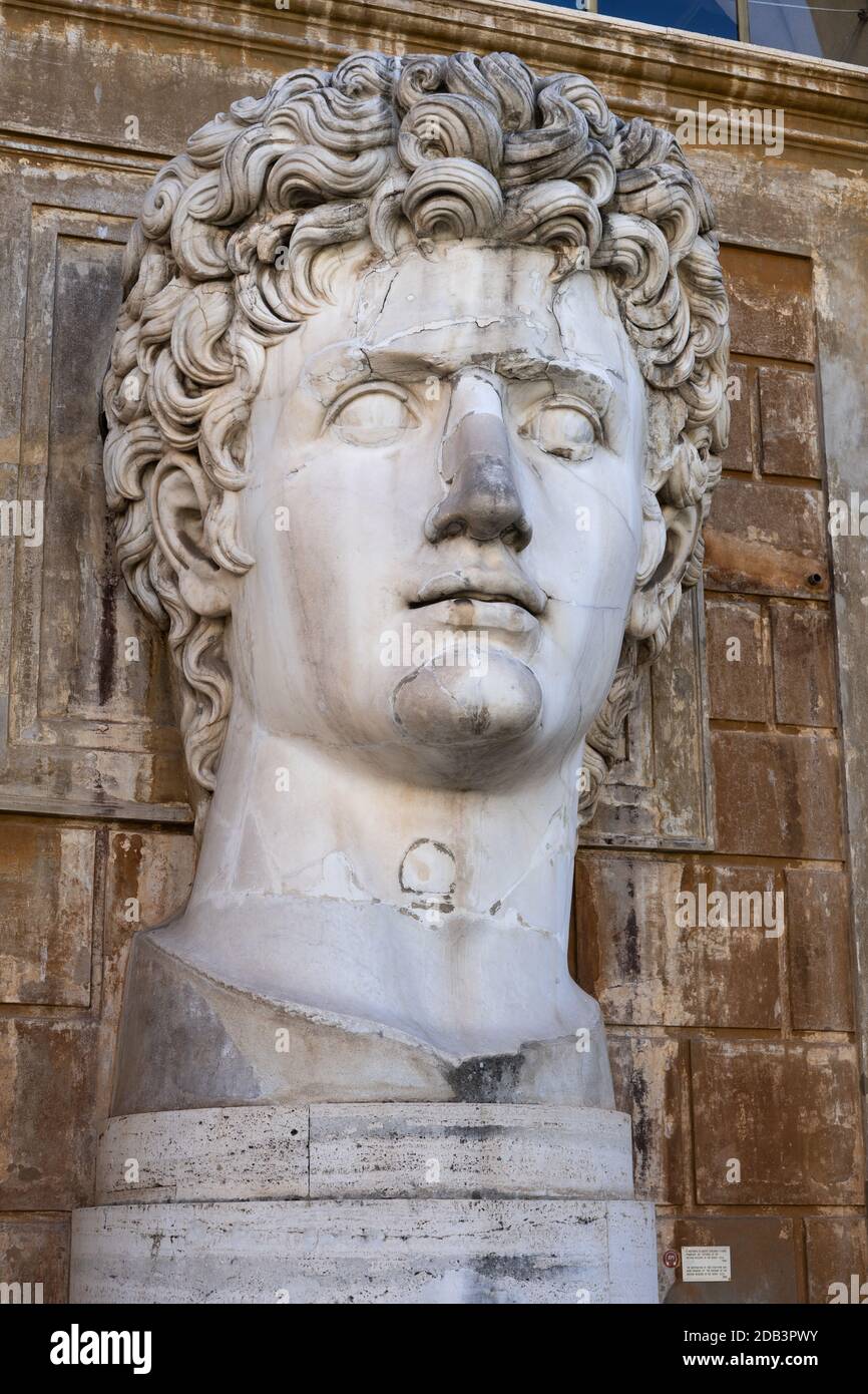 Augustus Caesar Roman emperor bust in Courtyard Of The Pinecone, Vatican Museums, Rome, Italy ...