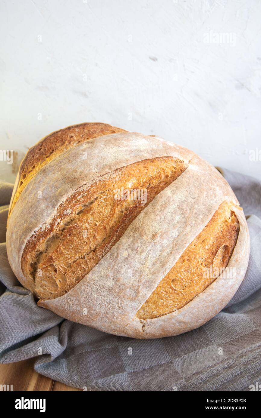 Homemade round bread of wheat flour and spelt Stock Photo - Alamy