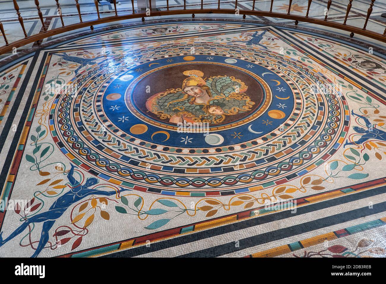 Tiled mosaic of the Goddess Athena from 1st century B.C. in Greek Cross ...