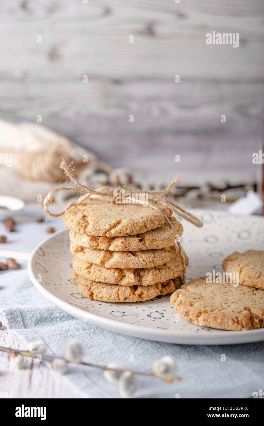 Crispy and delicious buscuits with nuts and butter Stock Photo - Alamy