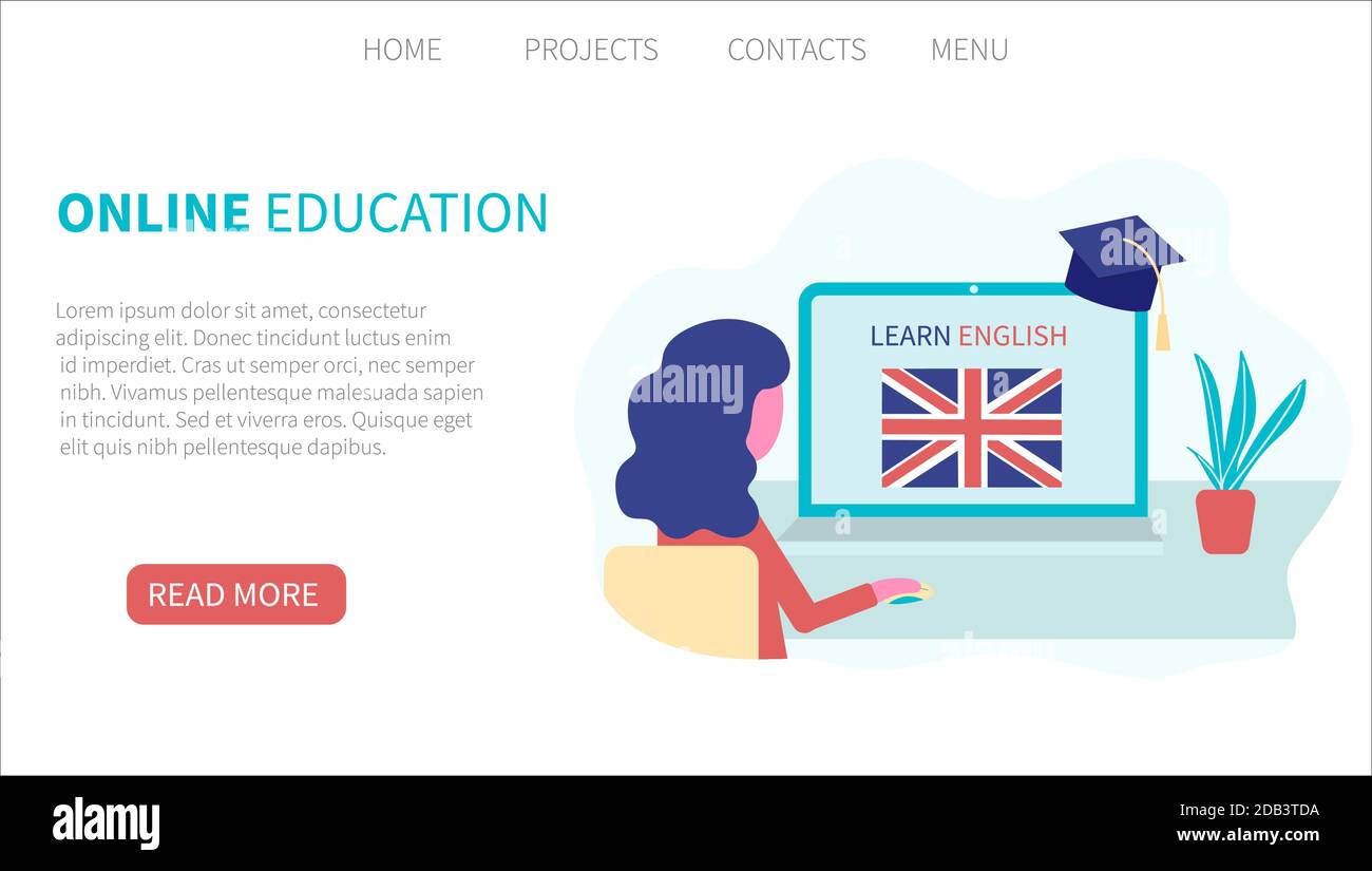 Landing page template. Online English Learning, distance education ...