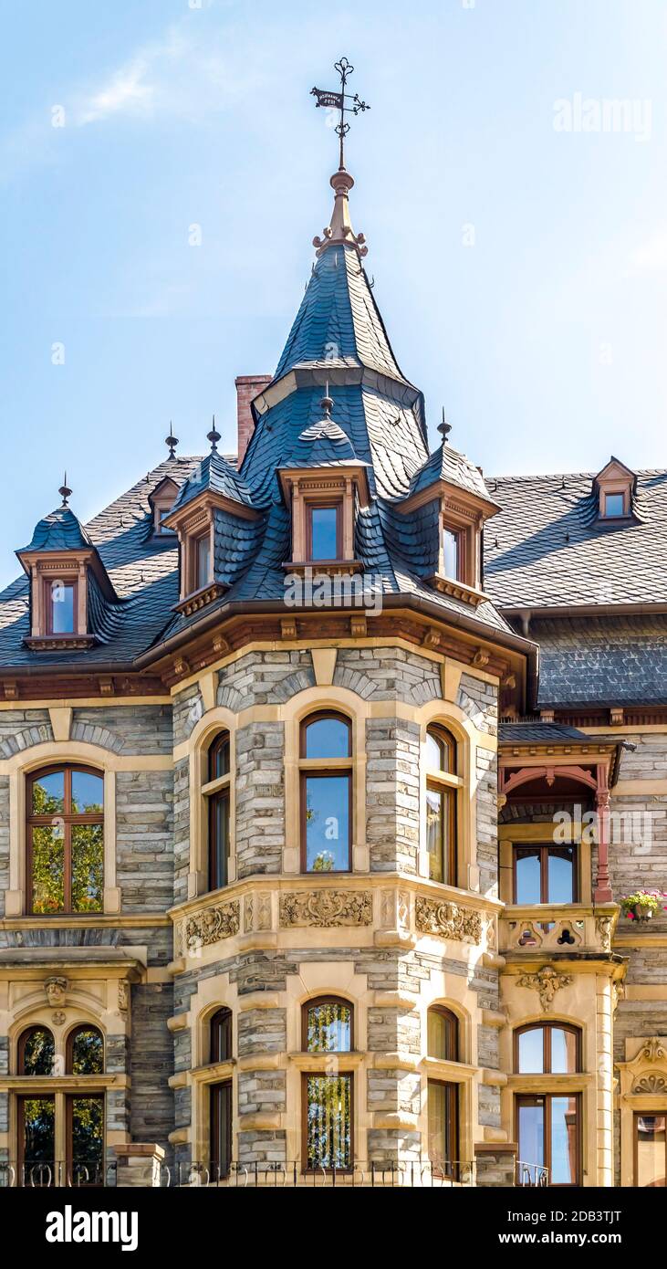 Tower on a historic house in Bernkastel Kues Germany Stock Photo - Alamy