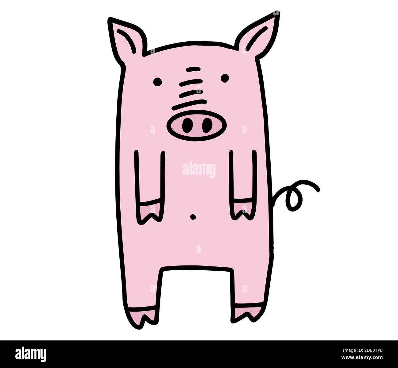 Funny pig doodle. Hand drawn lines cartoon character vector ...