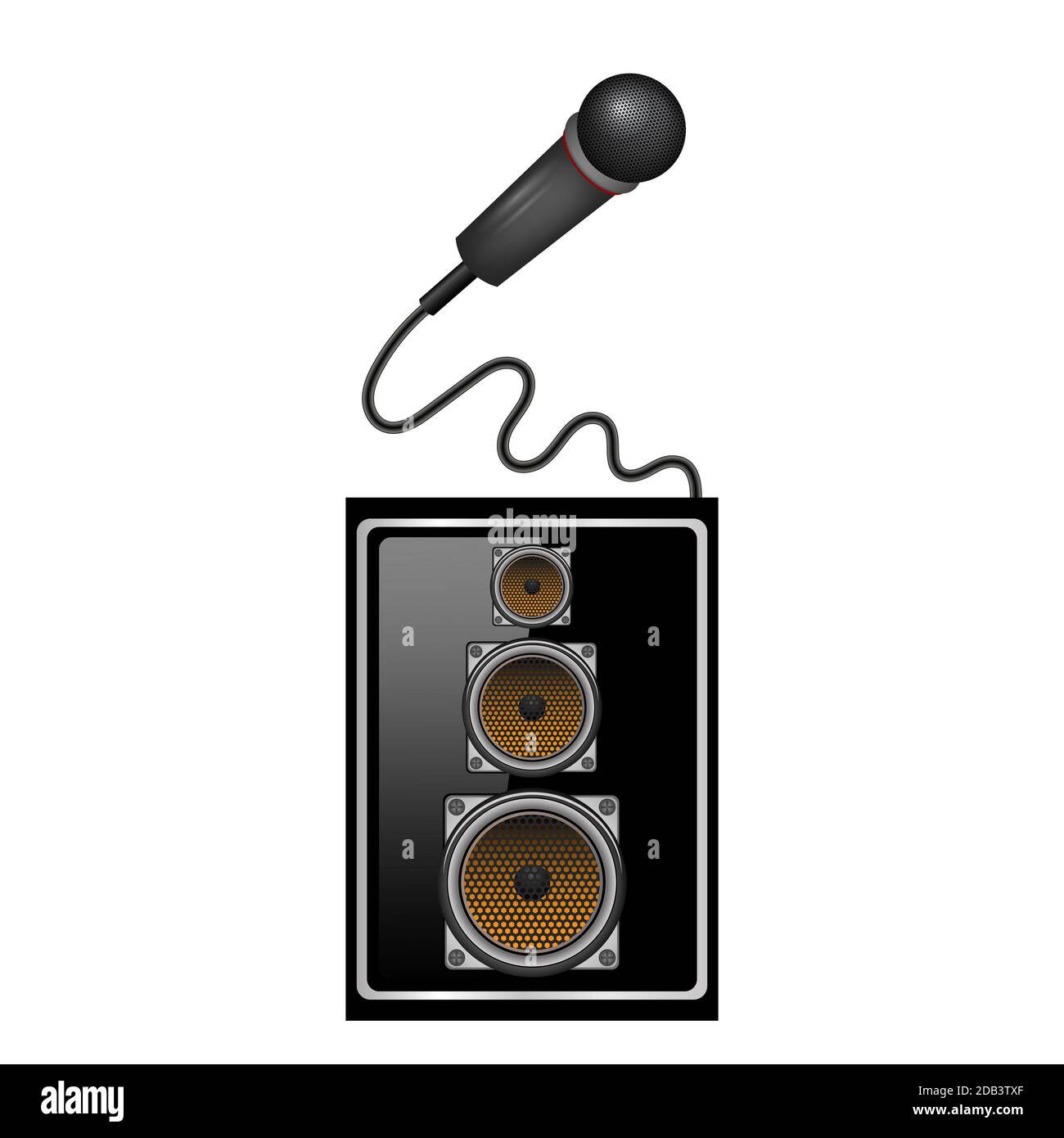 Retro Microphone Icon and Musical Sound Speaker Isolated on White ...