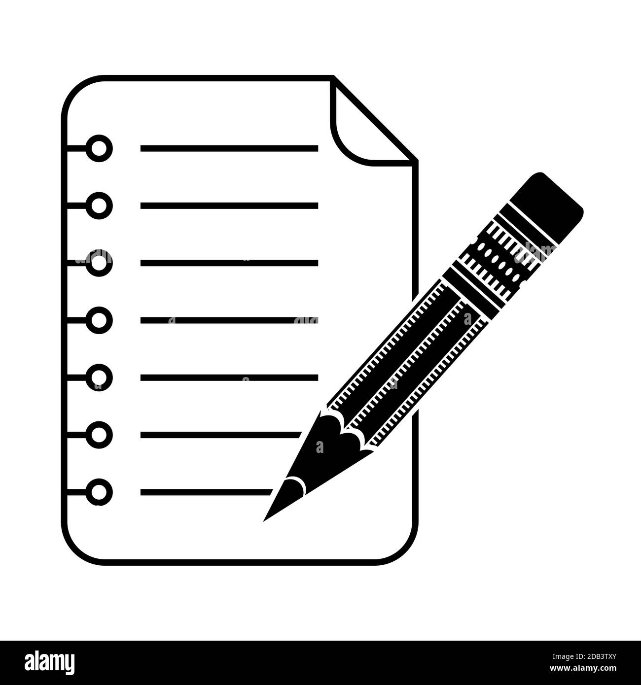 Pencil with Opened Notepad Line Icon Isolated on White Background ...