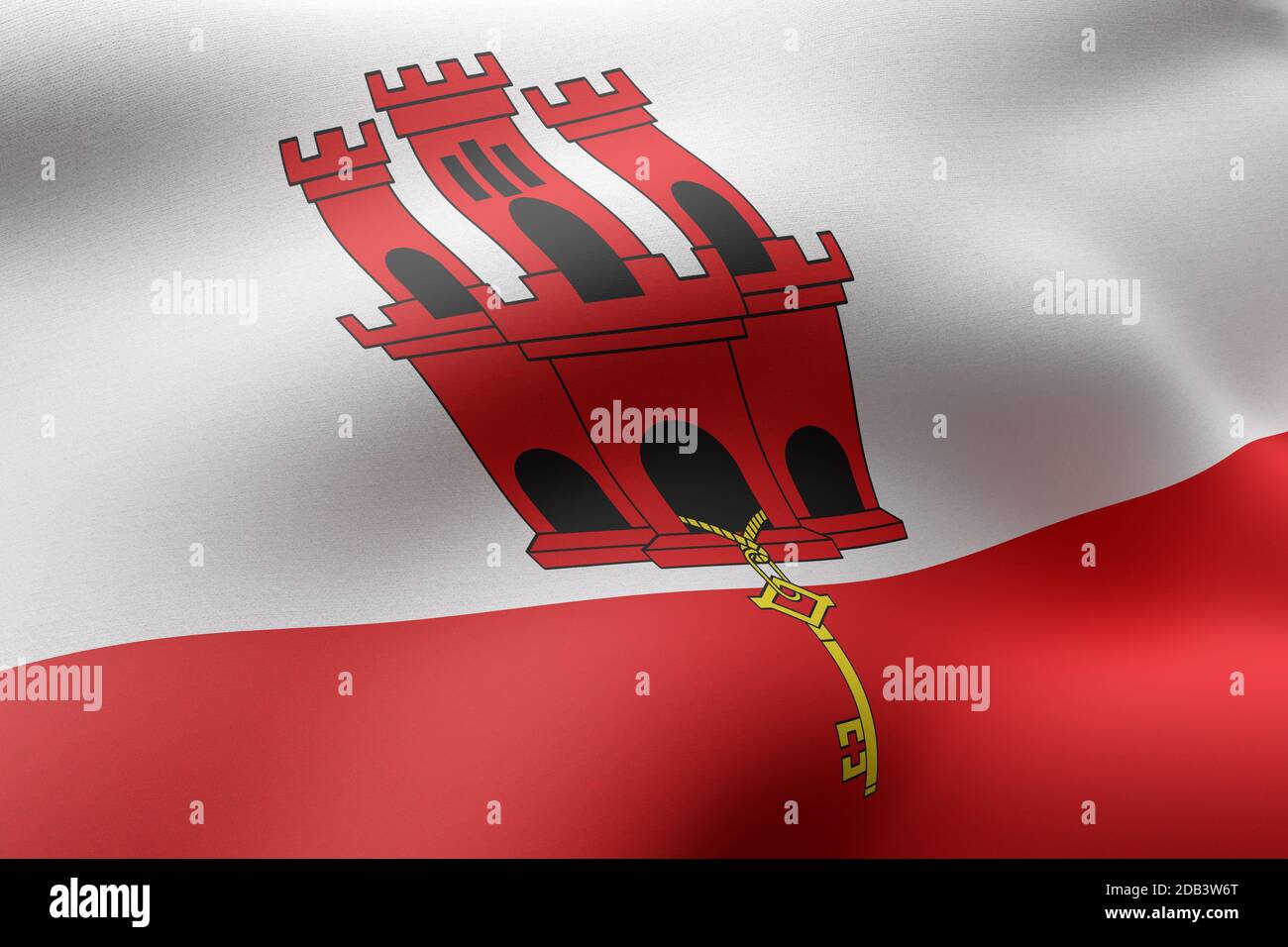 3d rendering of Gibraltar flag waving Stock Photo - Alamy