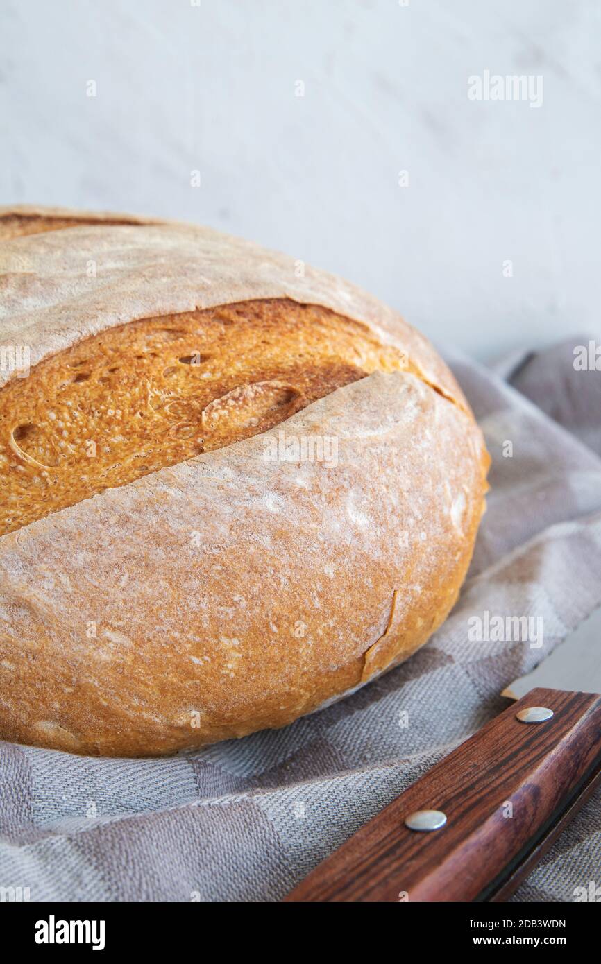 Homemade round bread of wheat flour and spelt Stock Photo - Alamy