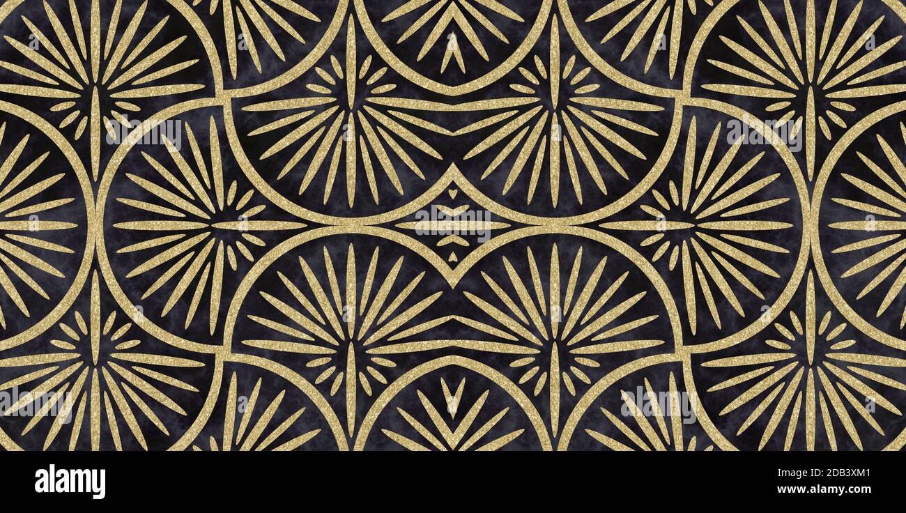 seamless pattern tile in an Art Deco like style with elegant gold ...