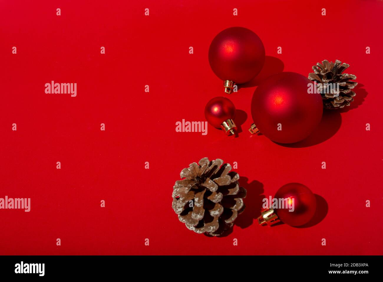 Christmas background with hard lighting on red background Stock Photo ...
