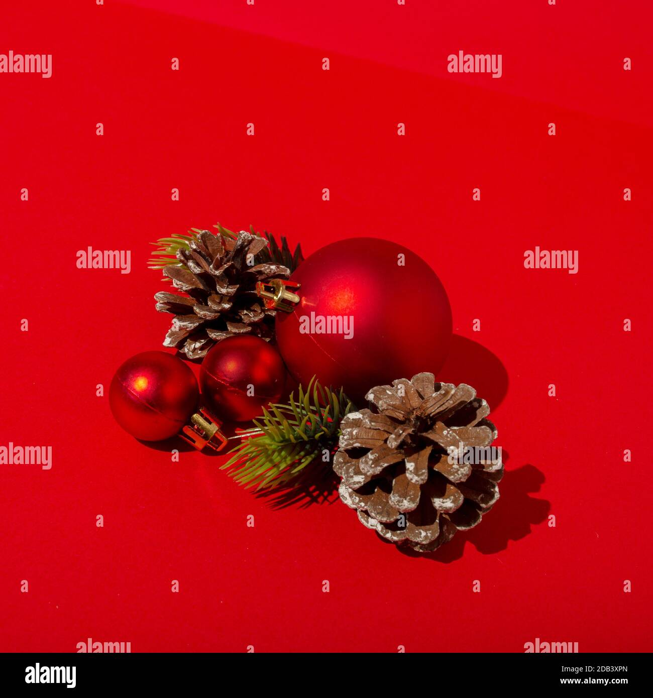 Christmas background with hard lighting on red background Stock Photo ...