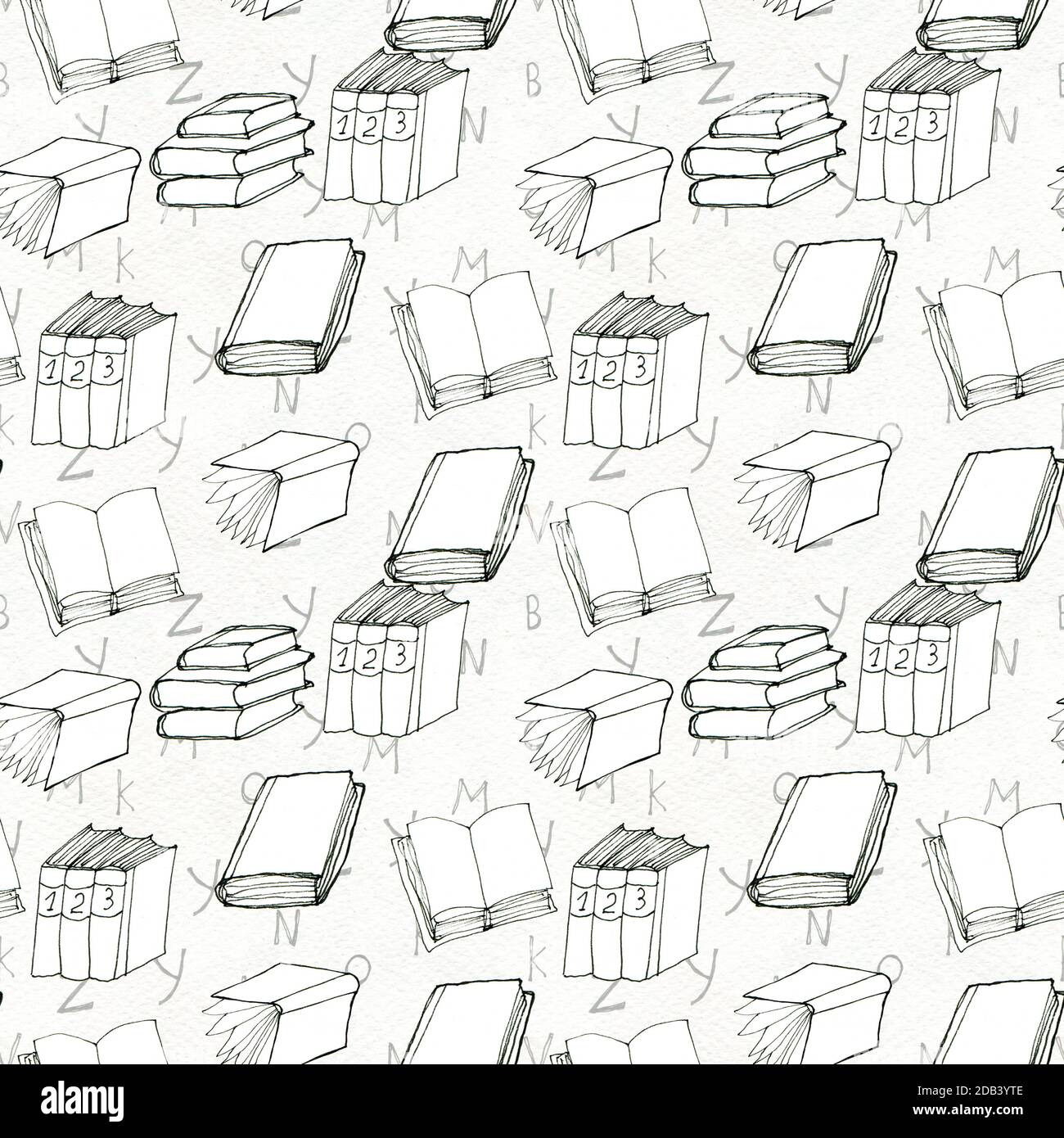 Seamless pattern with books Stock Photo - Alamy