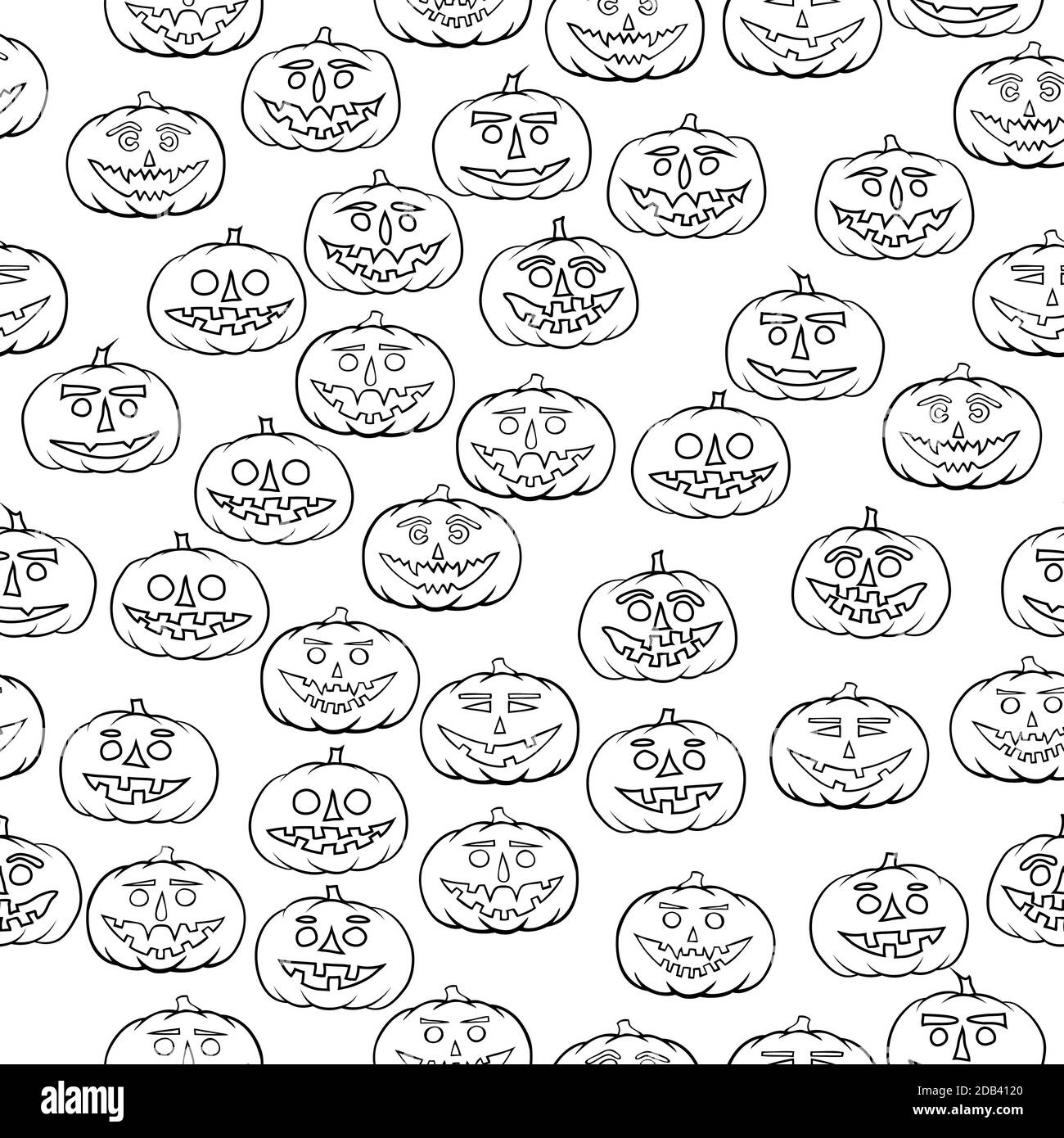 hand drawn jack-o-lantern seamless pattern - halloween background Stock ...
