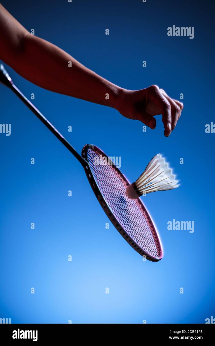 badminton racket and shuttlecock closeup Stock Photo - Alamy
