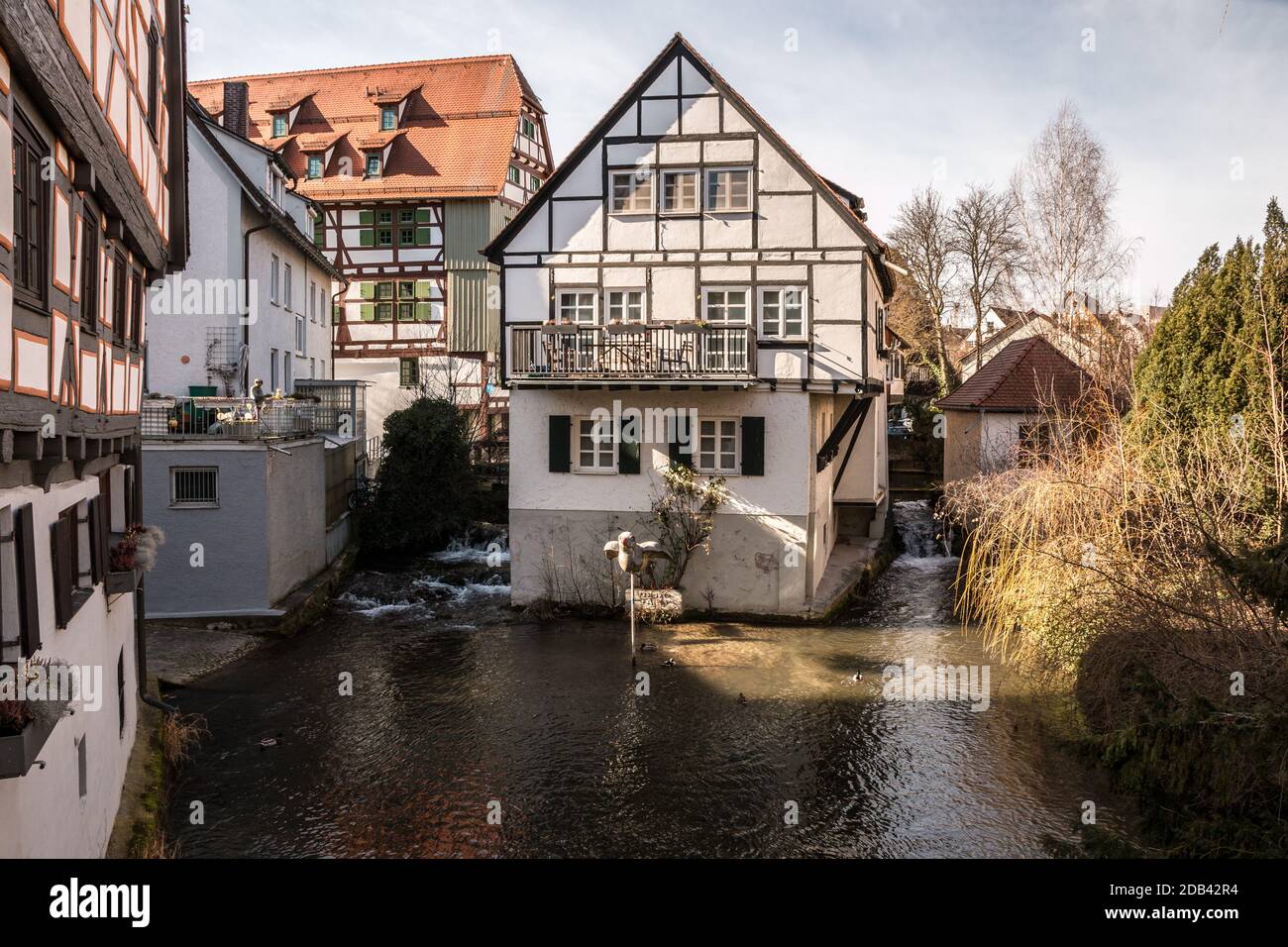 Old historical buildings in the old section of the town near the river ...