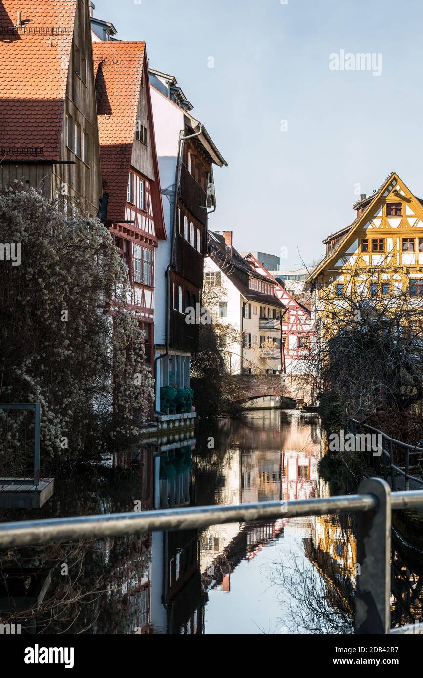Old historical buildings in the old section of the town near the river ...