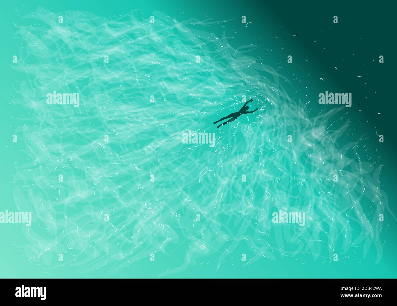 swimming abstract background. silhouette in sea with waves Stock Vector ...