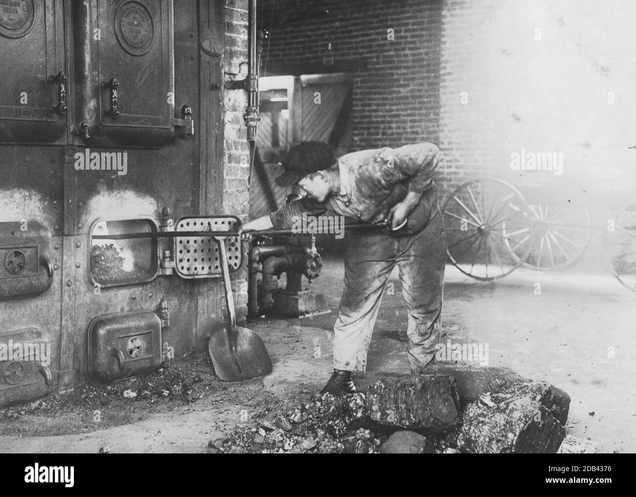 Stoking the furnace in the power-house. Pauls Valley Training School ...